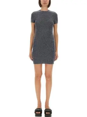 Alexander Wang Jacquard Mini Dress With Logo - Grey