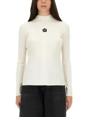 Kenzo Jersey Top With Embroidery - White