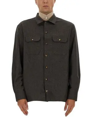 Brunello Cucinelli Virgin Wool Flannel Overshirt - Brown