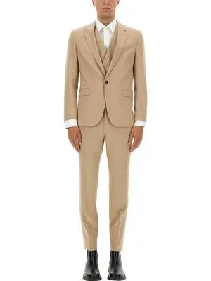 Hugo Slim Fit Three-piece Suit - Beige