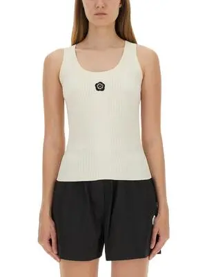 Kenzo Tank Top With Embroidery - White