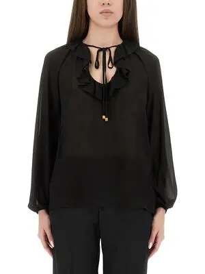 MICHAEL BY MICHAEL KORS Ruffle Blouse - Black