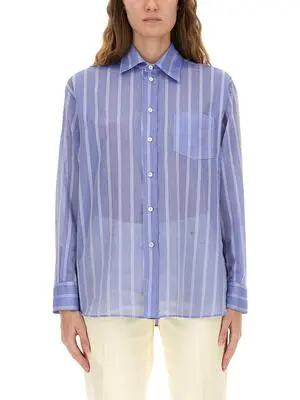 Etro Striped Cotton Shirt - Baby Blue