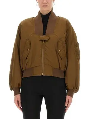 Chloé Nylon Bomber Jacket - Brown
