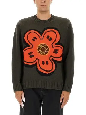 Kenzo Sweater With 'boke Flower - Military Green