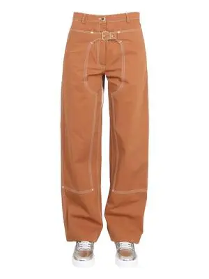 Stella McCartney Wide Leg Trousers With Buckle - Brown