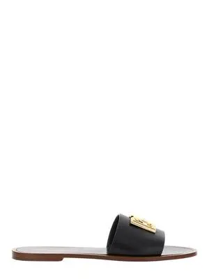 Dolce & Gabbana Leather Slide Sandal - Black
