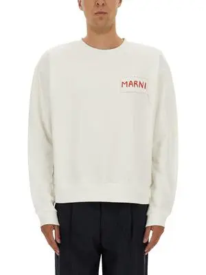 Marni Sweatshirt With Logo Patch - Ivory