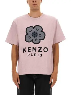 Kenzo Oversized T-shirt With "boke Flower" Embroidery - Pink