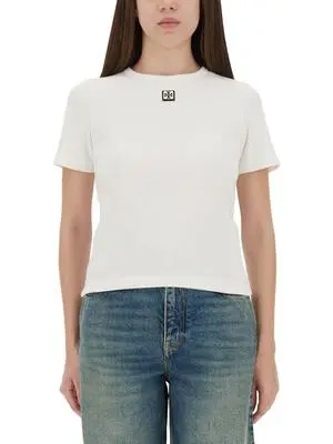 Tory Burch Ribbed Cotton T-shirt - White