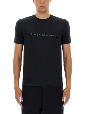 Giorgio Armani Signature Logo T-shirt - Blue