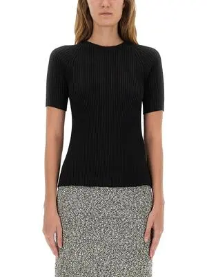 Tory Burch Ribbed Cotton Pullover - Black