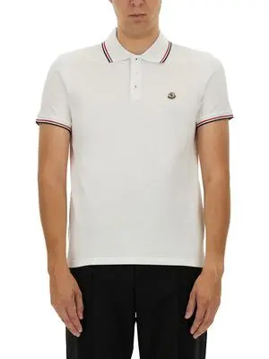 Moncler Polo With Logo Patch - White