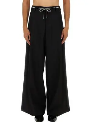 Dries Van Noten Wide Leg Pleated Pants - Black