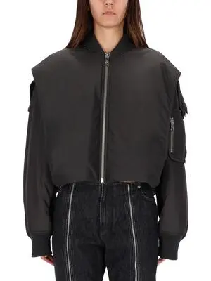 Jean Paul Gaultier Hooded Bomber Jacket - Grey
