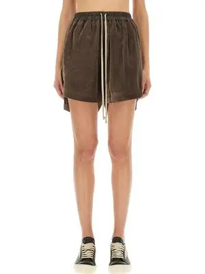 Rick Owens Viscose And Cupro Shorts - Brown