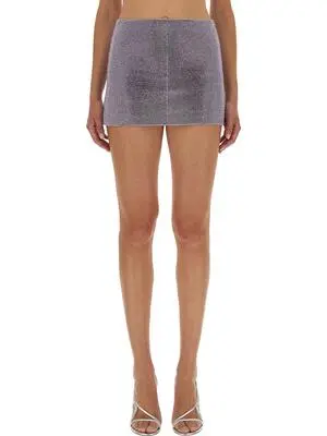 SELF-PORTRAIT Metal Mesh Mini Skirt - Lilac