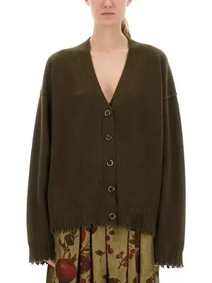 UMA WANG Cashmere Cardigan With Button Detailing - Green
