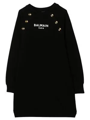 Balmain Dress With Gold Buttons - Black