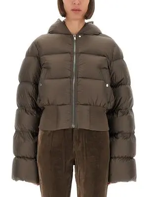 Rick Owens Down Jacket With Hood - Brown