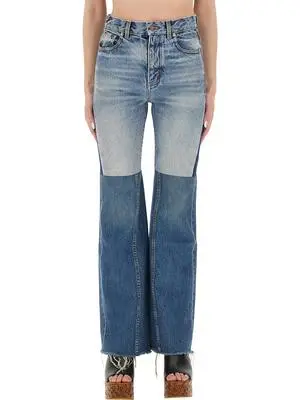 Chloé Patchwork Straight Leg Jeans - Denim