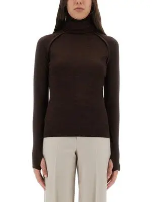 Victoria Beckham Turtleneck Top - Brown