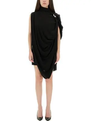 Jean Paul Gaultier Draped Dress With Piercings - Black