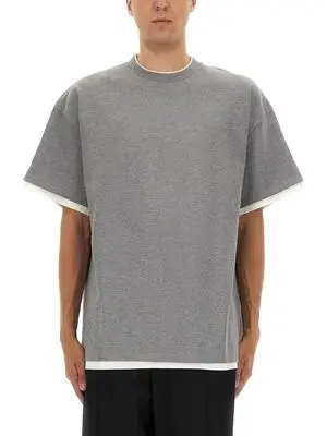 JIL SANDER Double Layer Cotton T-shirt - Grey