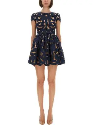 SELF-PORTRAIT Mini Dress With Bow - Blue