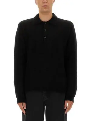 SUNFLOWER Wool Sweater With Polo Collar - Black