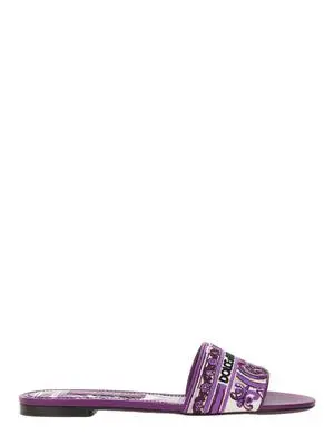 Dolce & Gabbana Embroidered Slide Sandal - Purple