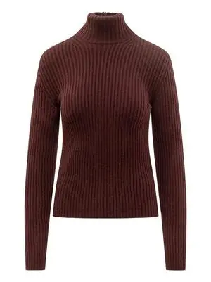 Max Mara Ribbed Knit Turtleneck Sweater - Red