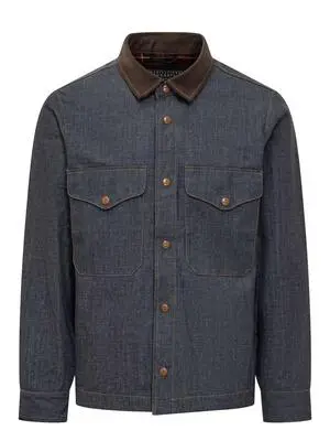 MANIFATTURA CECCARELLI Denim Jacket With Corduroy Collar - Blue