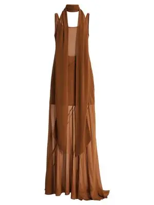 SIRAPOP Stella Chiffon Dress - Brown