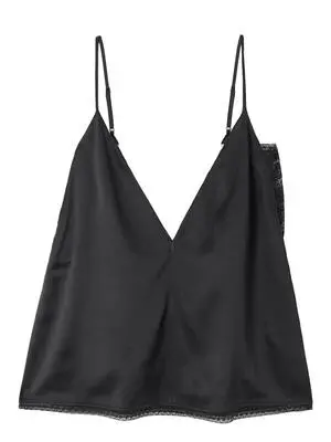 ERES Pensée Lace-trimmed Silk-satin Camisole - Black