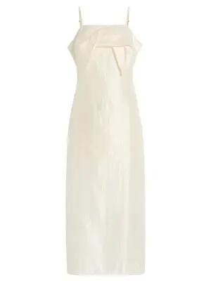 THE GARMENT Porcha Draped Taffeta Midi Dress - Ivory