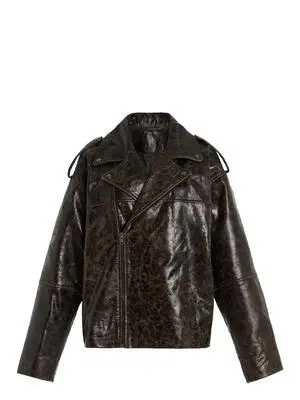 THE GARMENT Margo Crunch-Effect Leather Biker Jacket