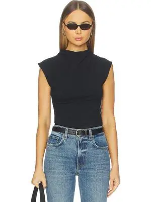 NATION LOS ANGELES Lulu Mock Neck Top - Jet Black