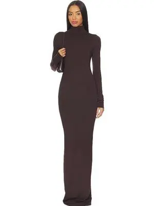 Eterne Long Sleeve Turtleneck Maxi Dress - Espresso