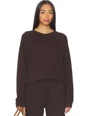 Eterne Oversized Lightweight French Terry Crewneck Sweatshirt - Espresso