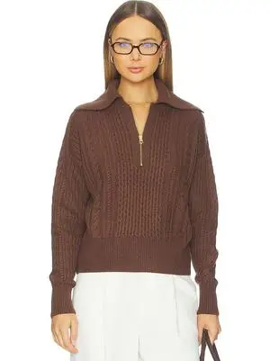 Varley Camello Relaxed Cable Half Zip Sweater - Carob