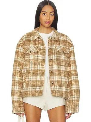 GUIZIO Quilted Plaid Jacket - Brown