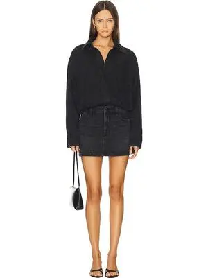 Good American Denim Shirt Dress - Black389