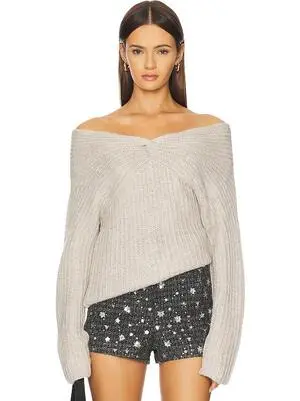 Astr The Label Franisbel Off-the-shoulder Sweater - Taupe Metallic