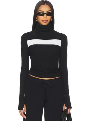 Splits59 Ribbed Turtleneck Top - Black & White