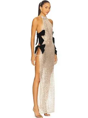 BRONX AND BRONCO Maeve Halterneck Maxi Dress - Silver