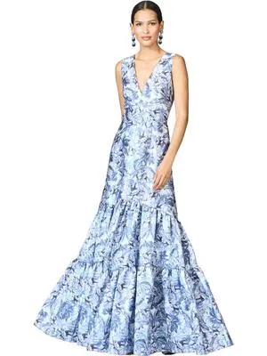 Sachin & Babi Printed Mikado Rori Gown - Frozen Flora