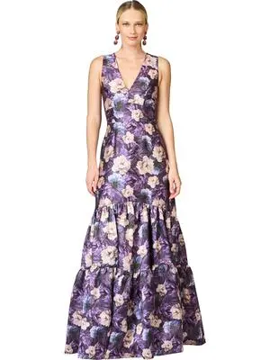 Sachin & Babi Printed Mikado Rori Gown - Winter Peony