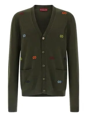 Gucci Gg Intarsia Cardigan - Green