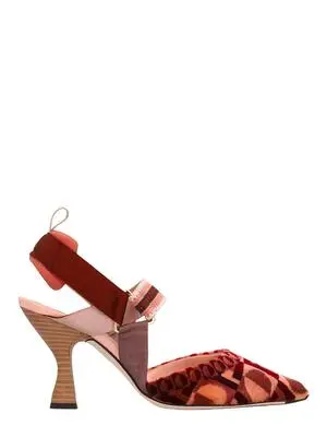 Fendi 85mm Colibri Slingback Pumps - Red
